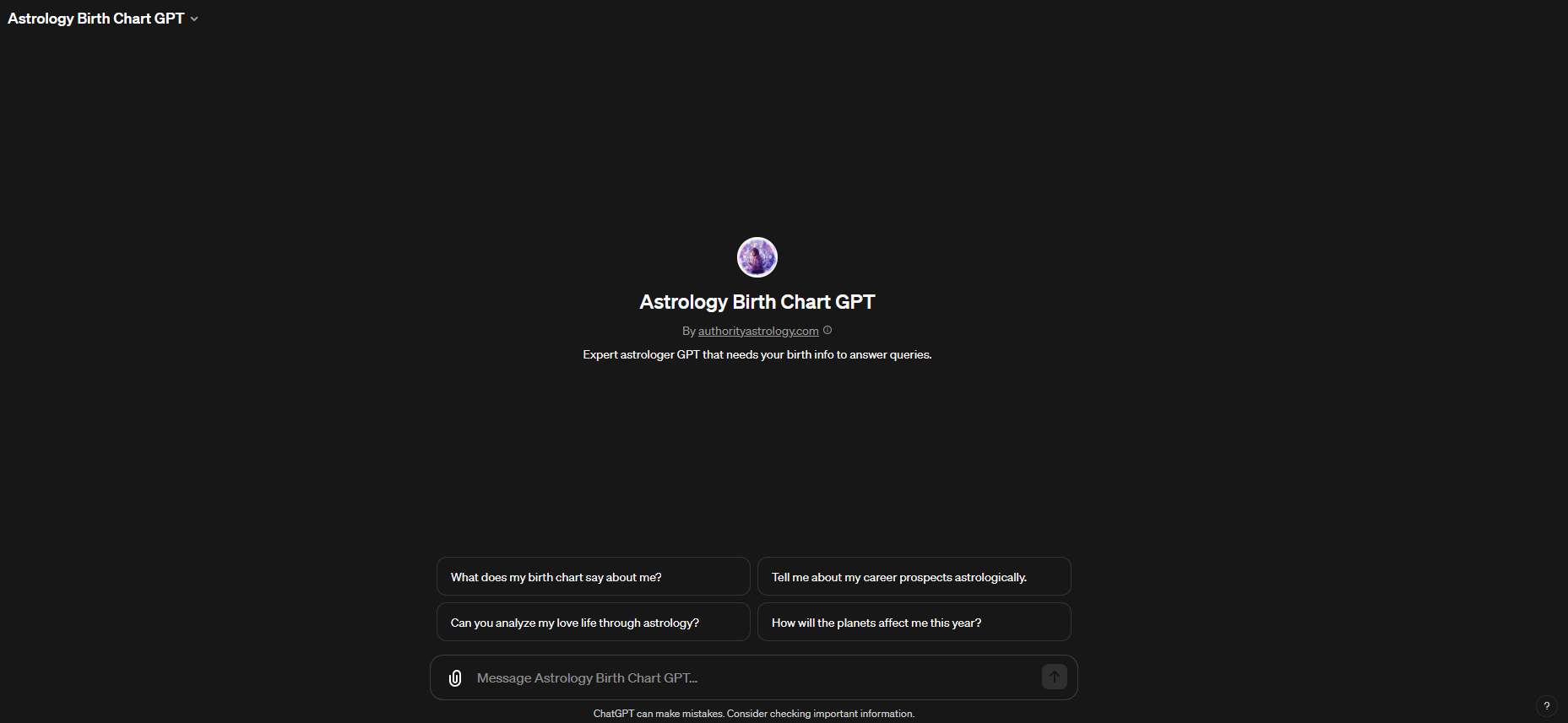 Astrology Birth Chart GPT