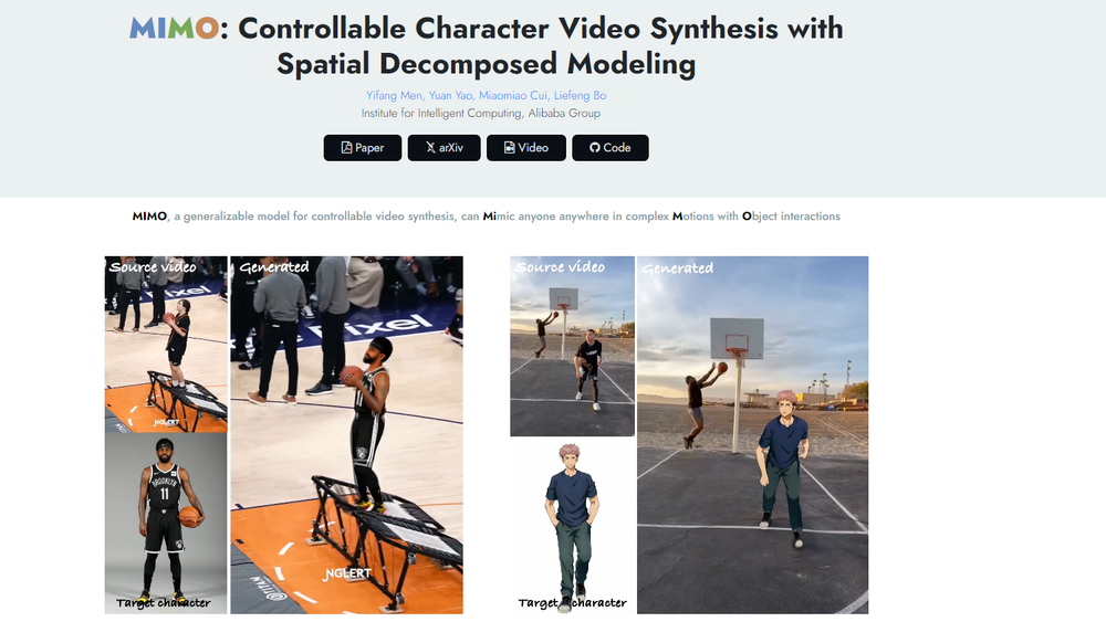 MIMO - Transform Character Animation with AI-Powered 3D Video Synthesis ...